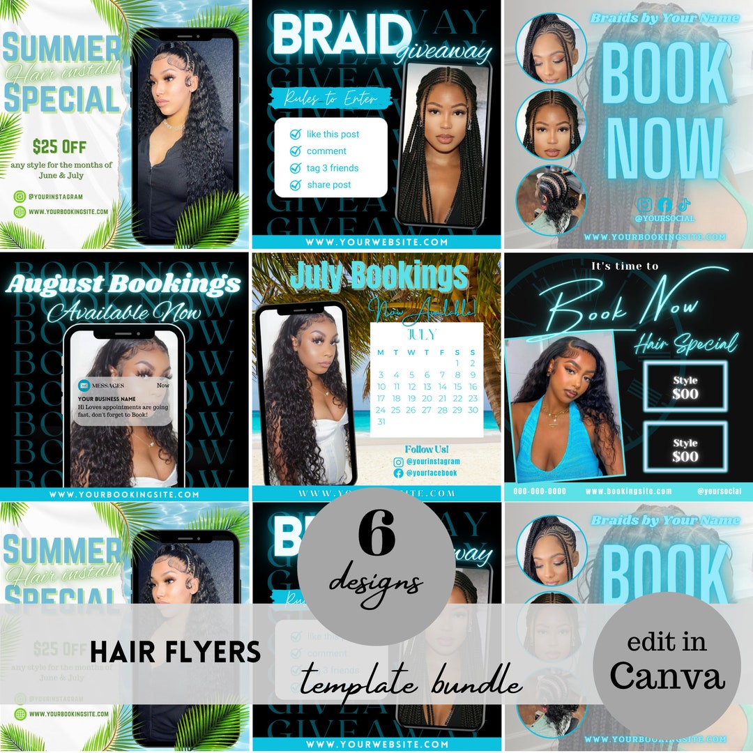 HAIR Flyer Template Bundle, Summer Social Media Templates, Instagram ...