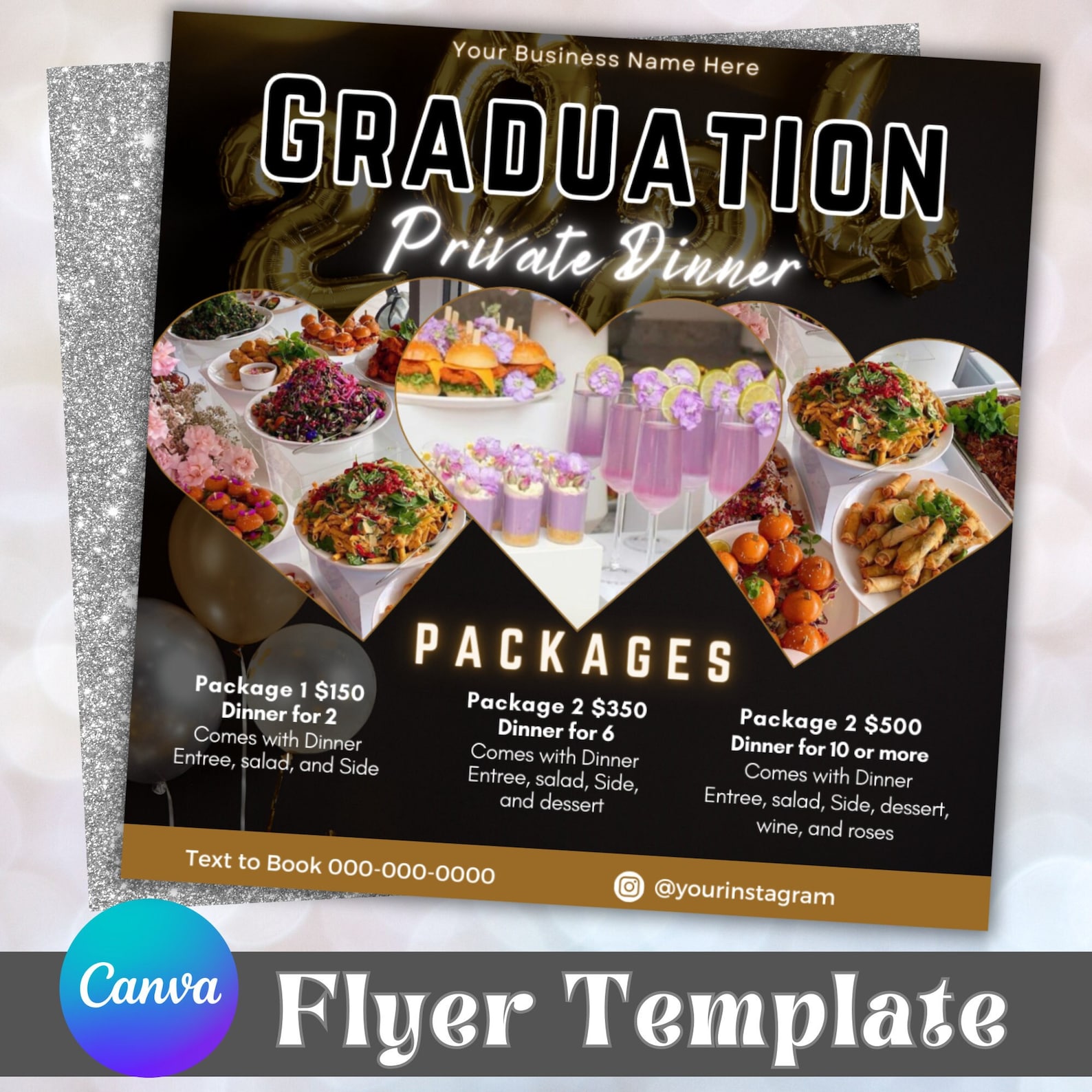 Private Dinner Flyer Template, Graduation Dinner Flyer Template, Meal ...
