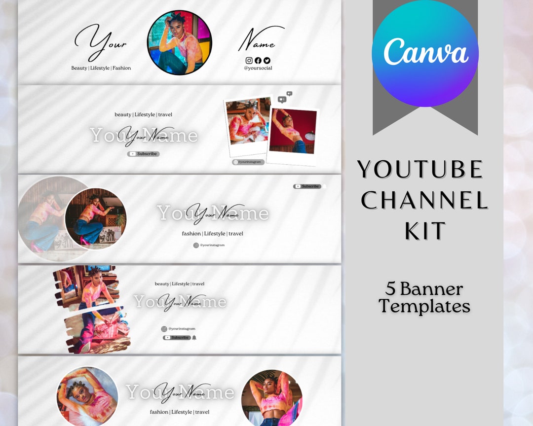 Youtube Channel Minimal Banner Templates, Editable Youtube Banners ...