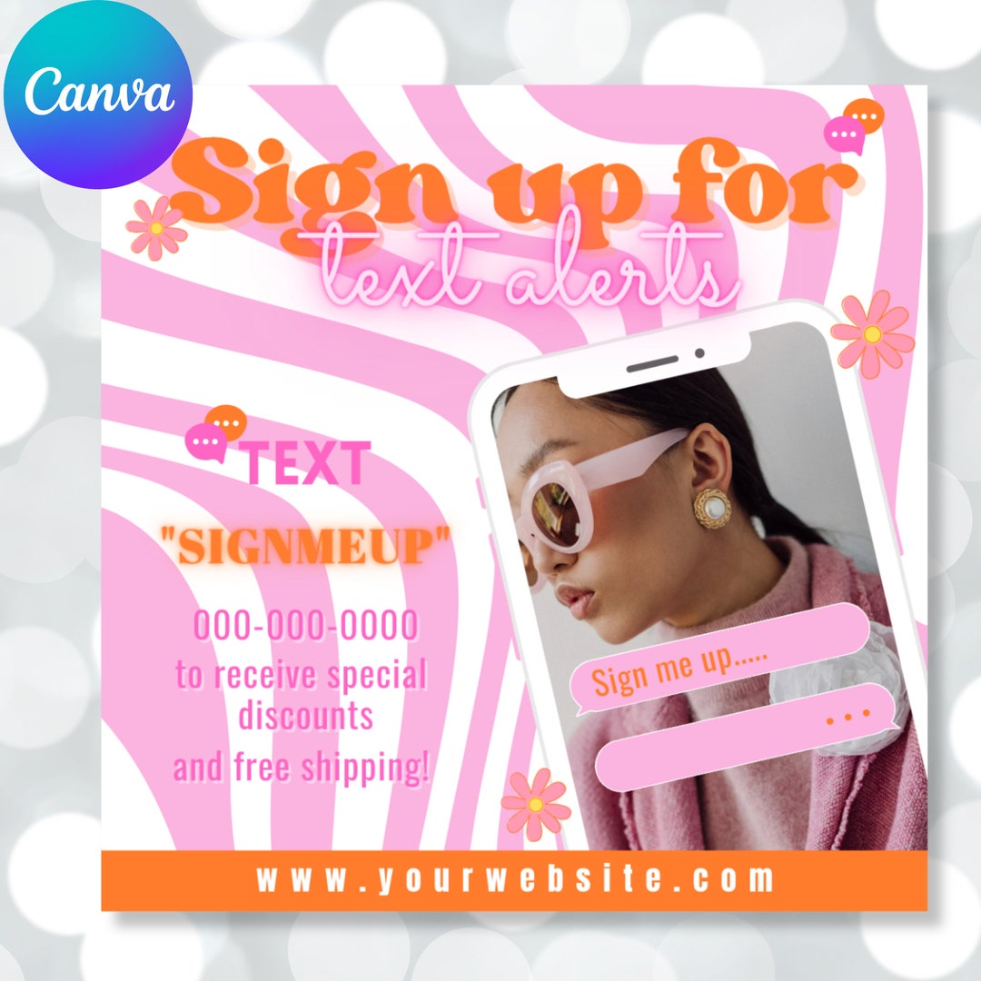 Sign up for Text Alert Retro Flyer Template, Groovy Branding Flyer ...