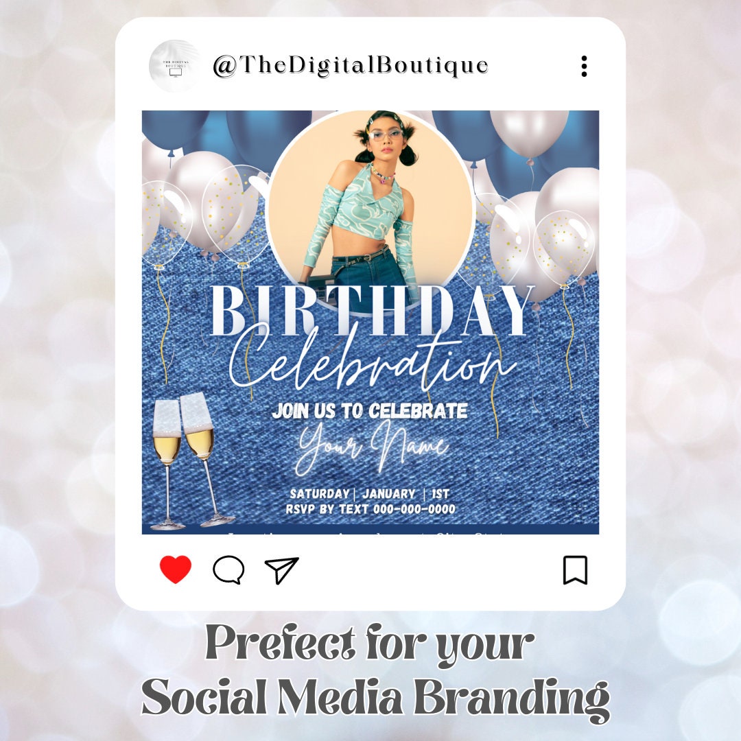 Birthday Flyer Template, CEO Birthday Flyer, Denim Party Invite ...