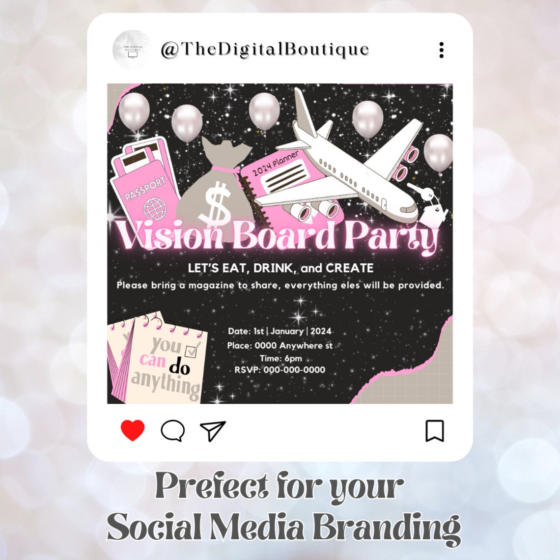 Vision Board Party Template, 2024 Personal Goals Planning Party, That ...