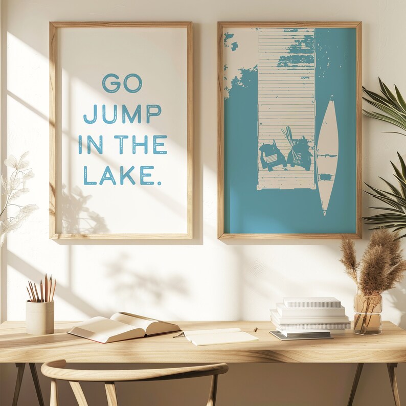 Go Jump in the Lake Prints | Set of 2 | Preppy Lake Poster | Lake House ...