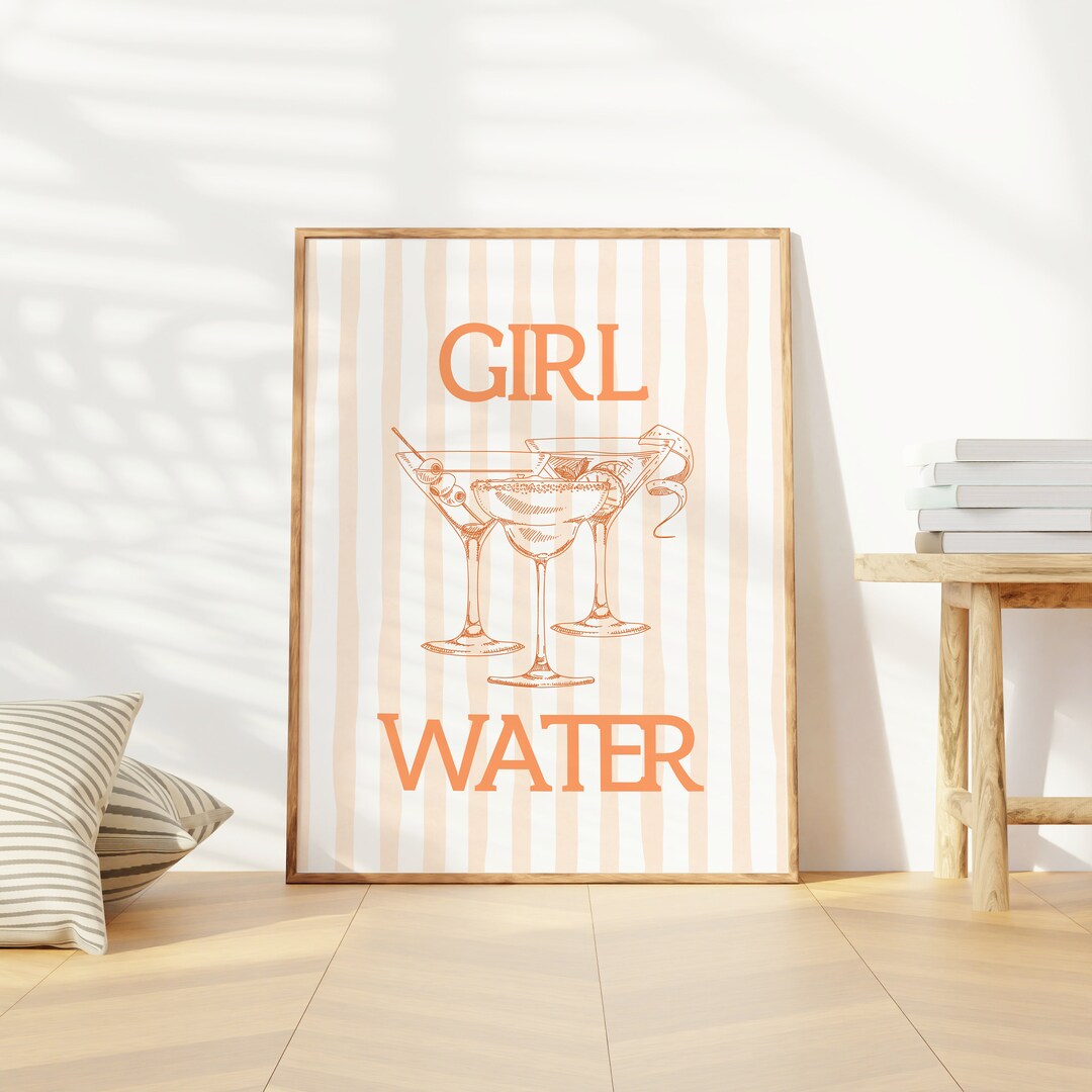 Girl Water Wall Art | Trendy Preppy Poster | Bar Cart | Apartment Dorm ...