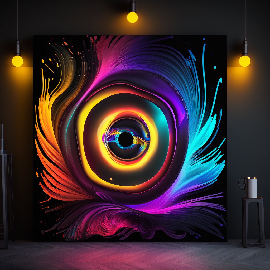 Trippy Neon Wall Art Abstract Digital Download Printable Wall Art Image ...
