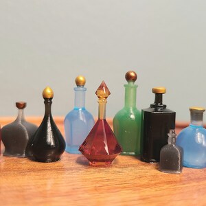 MINIATURE Potion Bottles for Dollhouse or Diorama 1:12 Scale Set of Ten ...