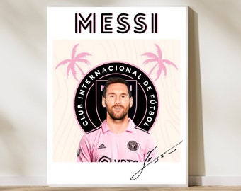 Lionel Messi Inter Miami Poster Football Wall Art Print Ref 412 - Etsy