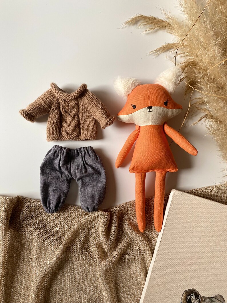 Red Fox Fabric Toy Removable Clothes Linen Hairloom Soft - Etsy