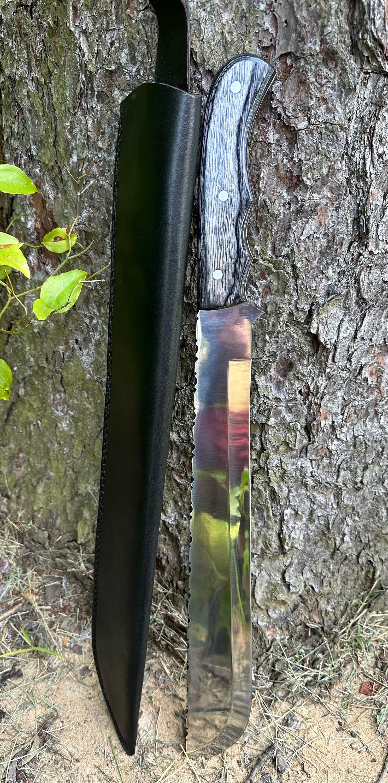 Custom Handmade Stainless Steel Machete With Black Pakka Wood Handle ...