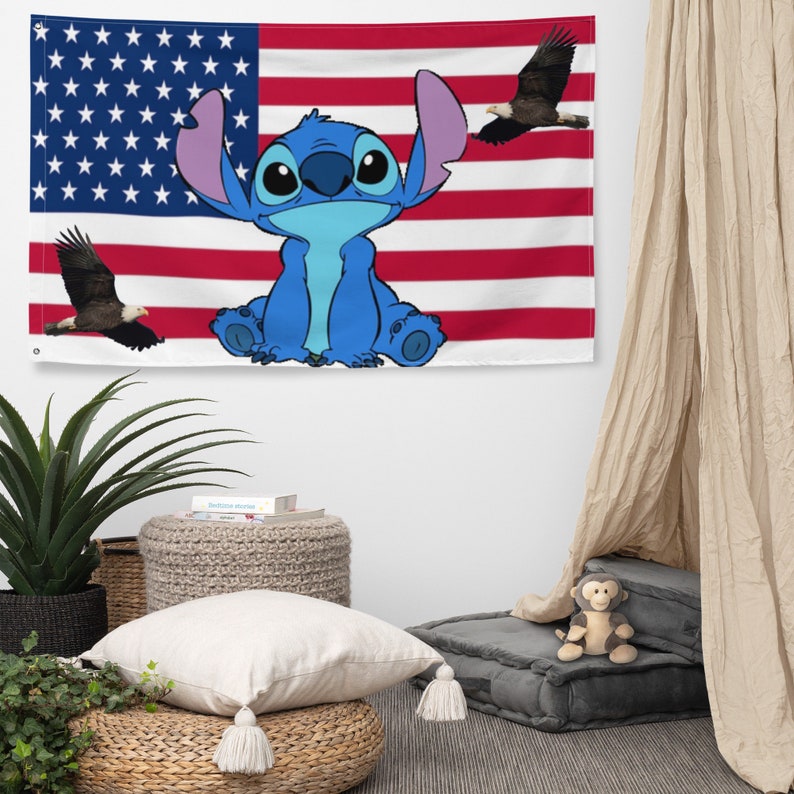 Stitch Flag/tapestrywall Decor Fan Art - Etsy