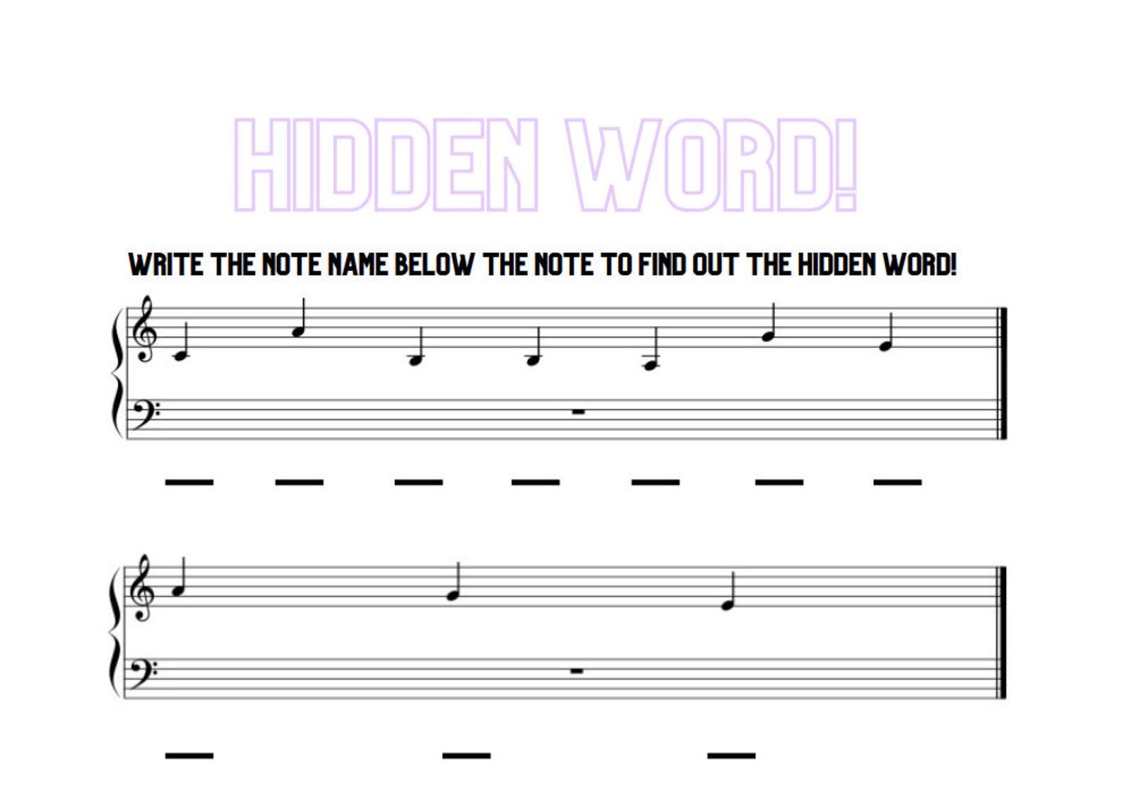 Note Naming Worksheet Treble Clef - Etsy