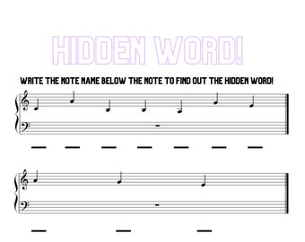 Treble Clef Note Worksheet Middle C - G - Etsy