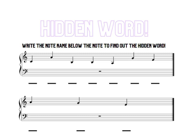 Note Naming Worksheet - Treble Clef - Etsy