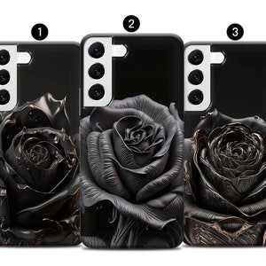 Black Rose Flower Phone Case, Big Flower Cover for iPhone 15 14 Pro Max ...
