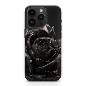 Black Rose Flower Phone Case, Big Flower Cover for iPhone 15 14 Pro Max ...