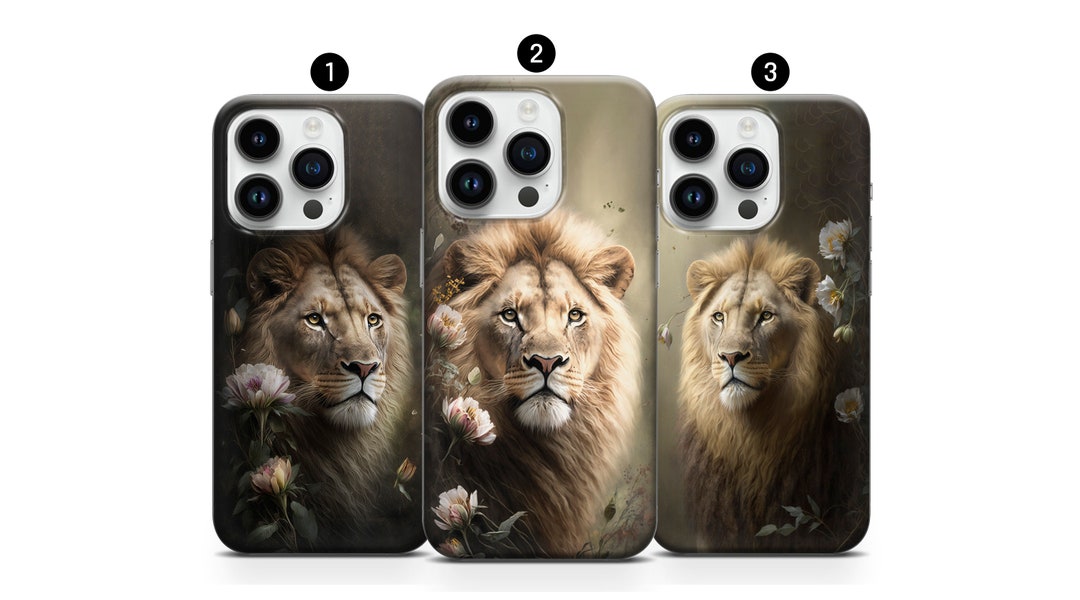 Painting Lion Phone Case, King of Beasts Cover iPhone 15 14 Pro Max 13 ...