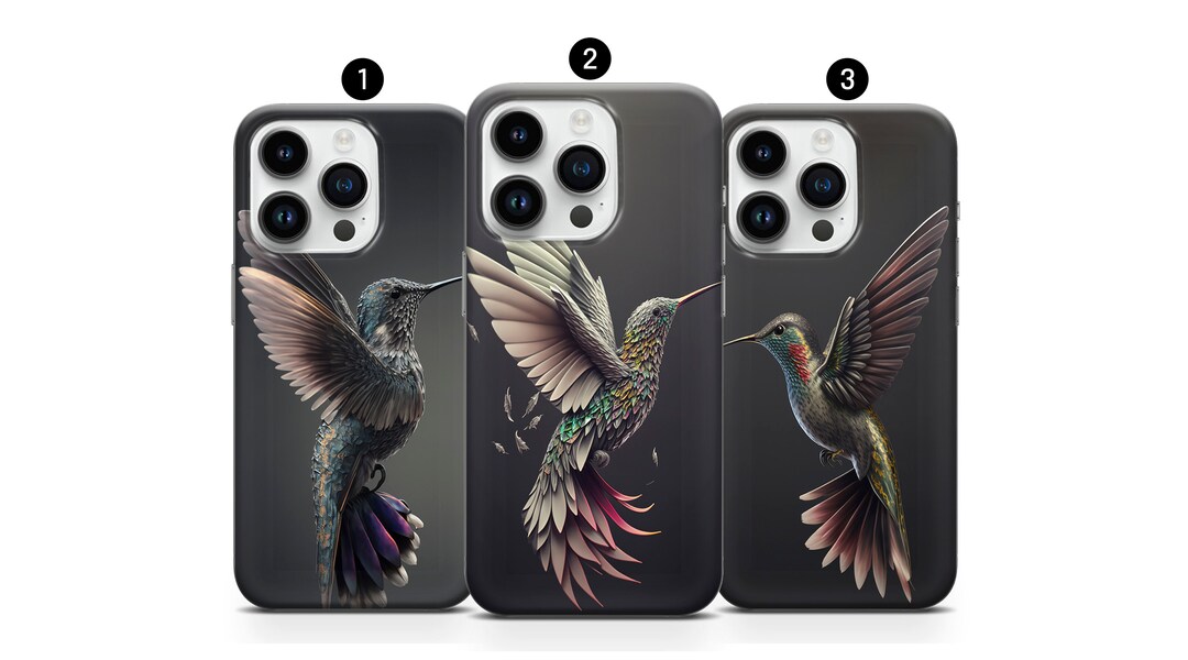 Exotic Colibri Bird Phone Case, Hummingbird Gray Cover iPhone 15 14 Pro ...