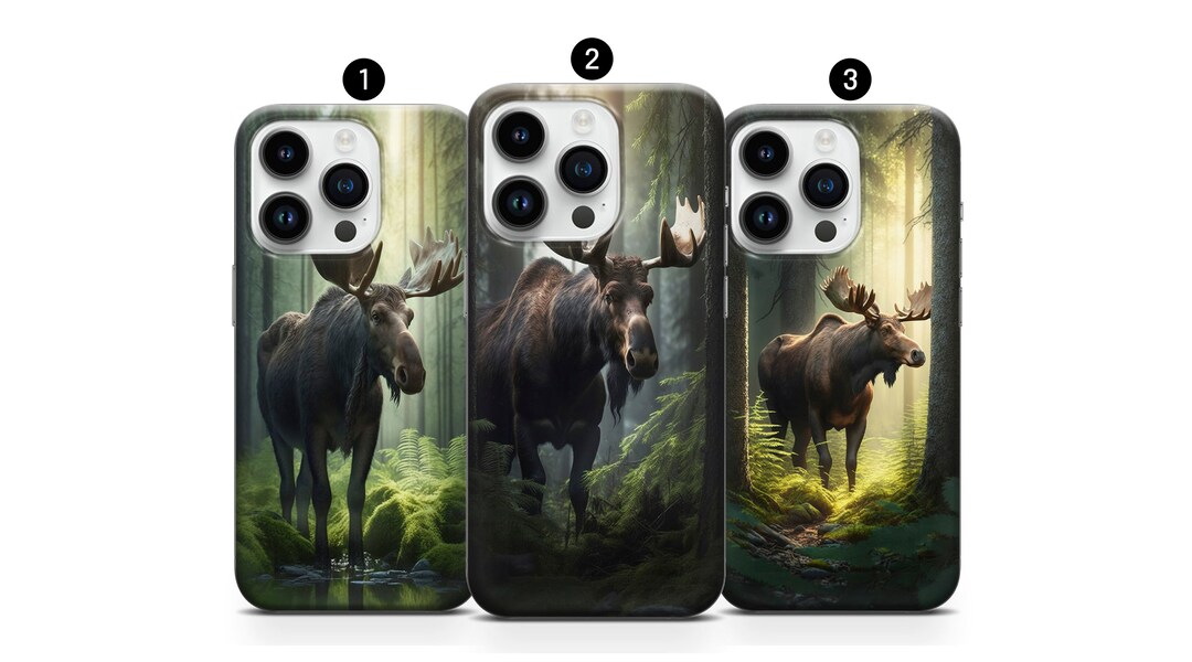 Huge Moose Phone Case, Mysterious Forest Elk iPhone 15 14 Pro Max 13 12 ...