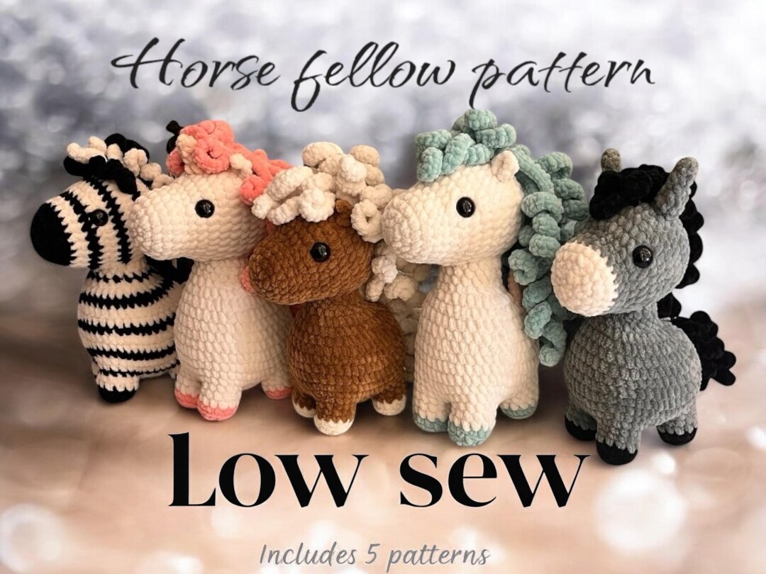 Crochet Horse Fellow 5in1 Pattern, Low Sew - Amigurumi Pattern By ...