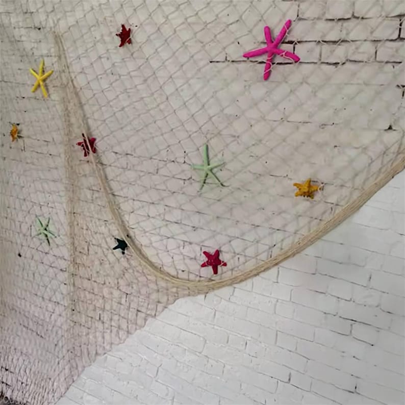 Nautical Fishing Net Wall Decor With Seashells – Coastal Beach Theme ...