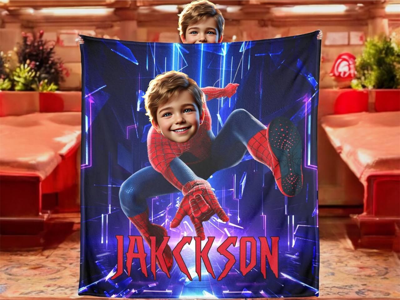 Personalized Spider-man Blanket With Kids’ Photo & Name – Custom ...