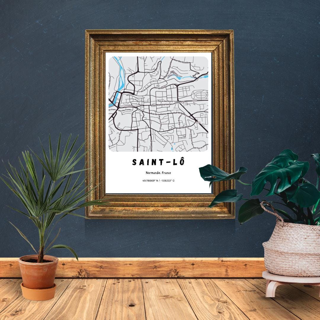 Digital Poster Map of Saint-lô, Normandy Elegant and Local Decoration ...