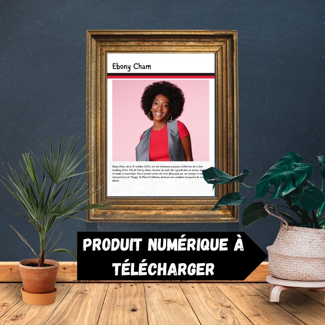 Ebony Cham Star Academy 2024 Biography Poster, Wall Decor, Downloadable ...