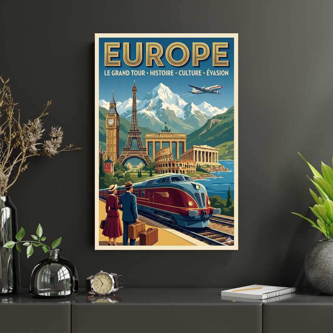 Vintage Europe Poster "the Grand Tour" – Travel Poster Train ...