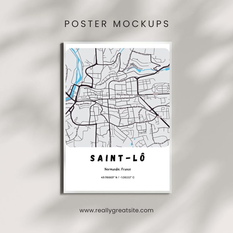 Digital Poster Map of Saint-lô, Normandy Elegant and Local Decoration ...