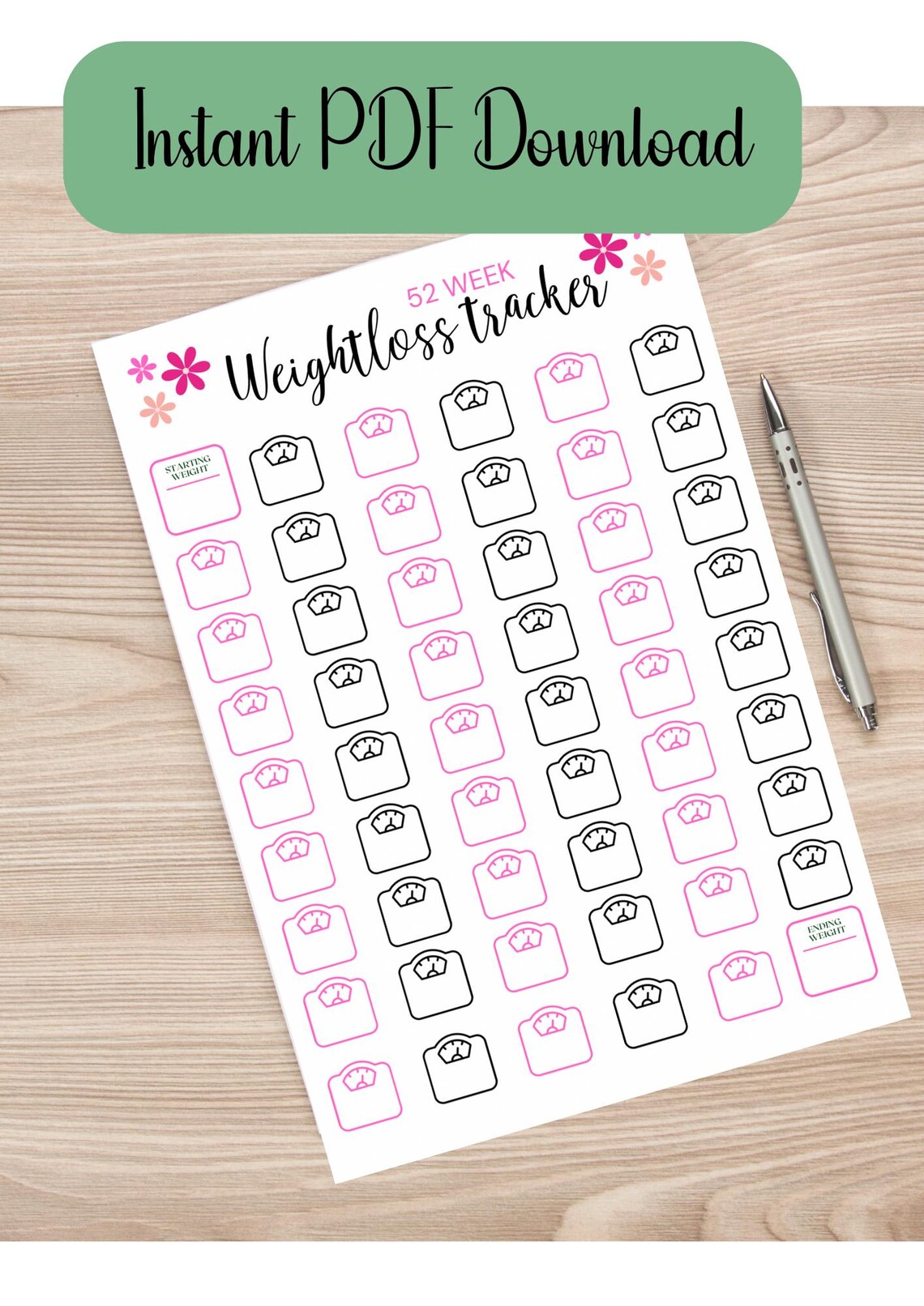 Printable Weightloss Tracker/ Scale Theme / Habit Tracker/ Digital ...