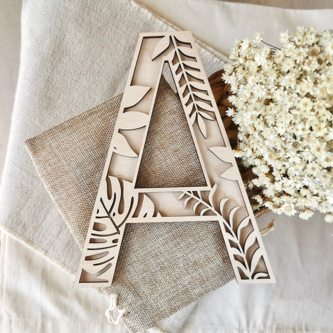 Wooden Tropical Leaves Letters Alphabet, Childrens Nursery Decor ...