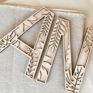 Wooden Tropical Leaves Letters Alphabet, Childrens Nursery Decor ...