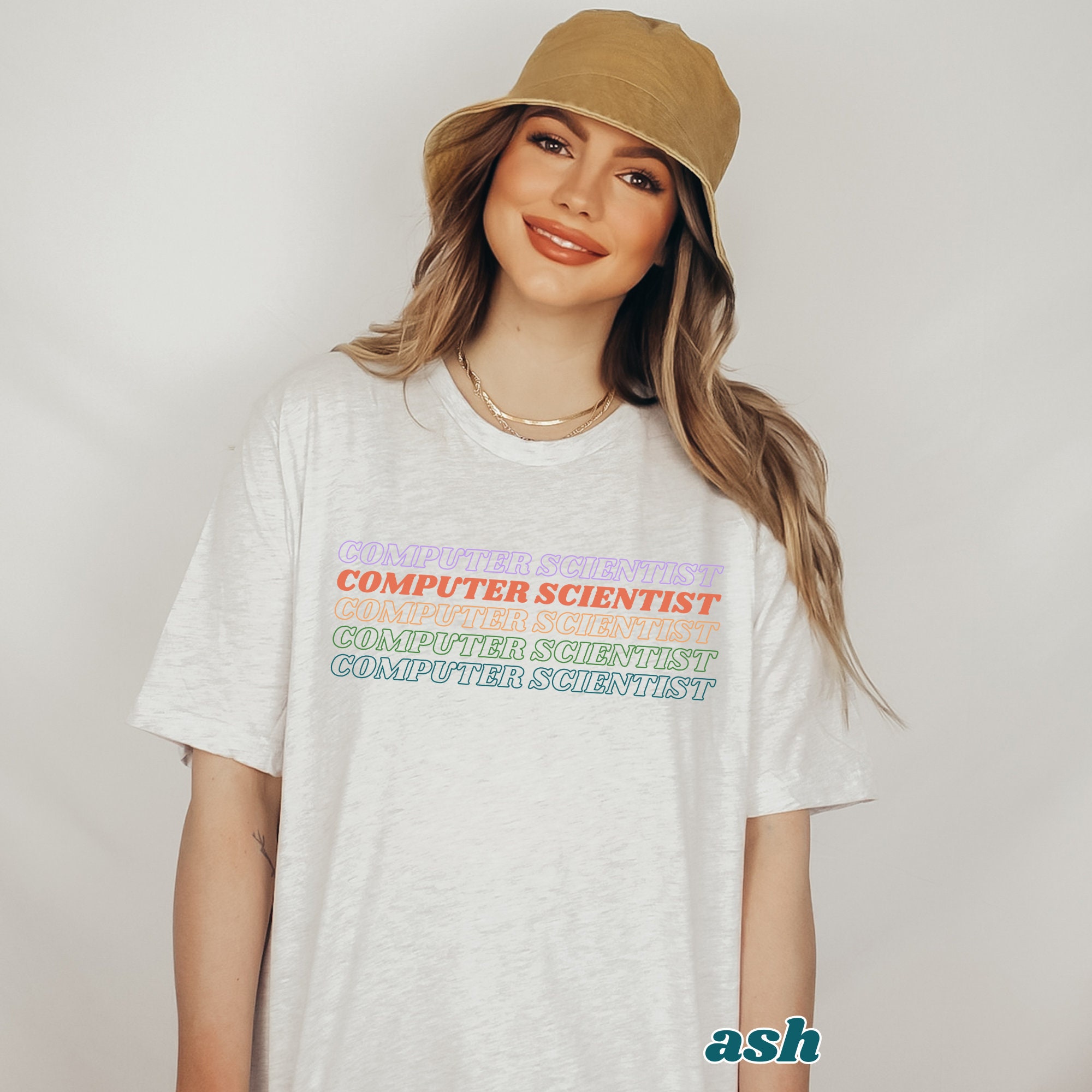 Computer Scientist Shirt, Rainbow Text Tshirt, Computer Science Career ...