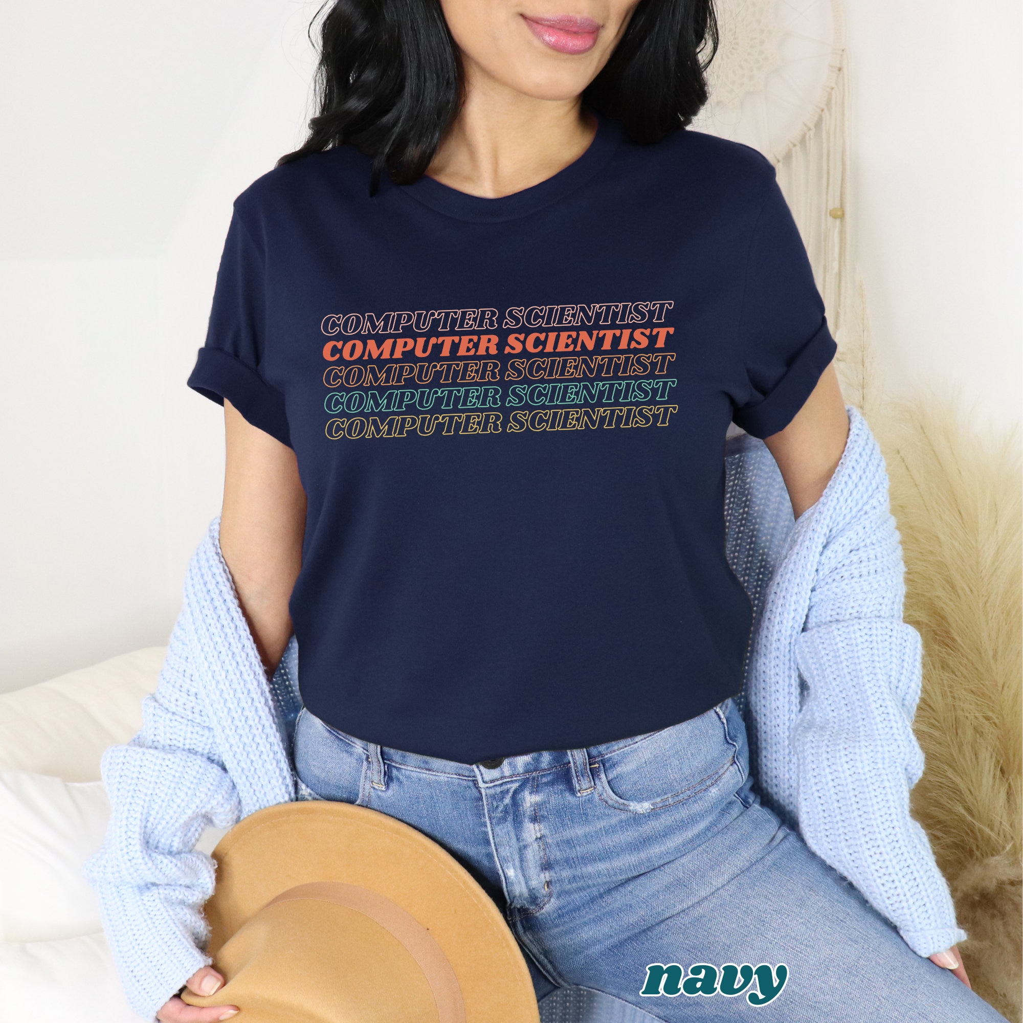 Computer Scientist Shirt, Rainbow Text Tshirt, Computer Science Career ...