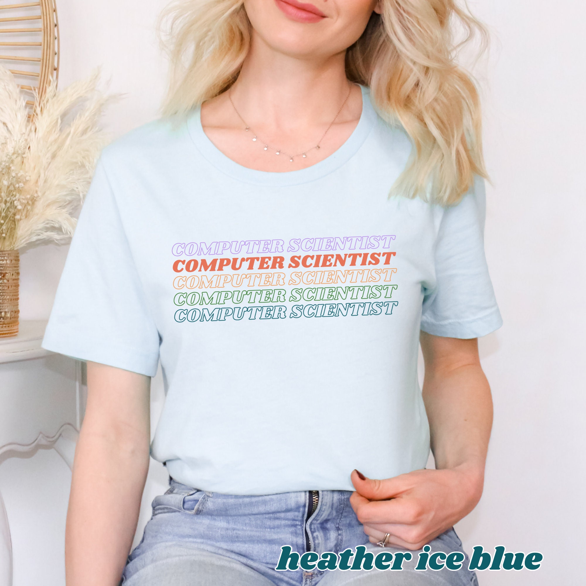 Computer Scientist Shirt, Rainbow Text Tshirt, Computer Science Career ...