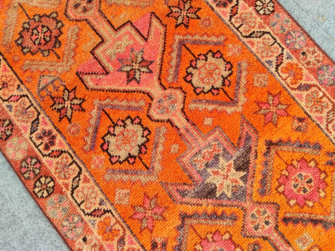2'8" X 14' Long Runner Antique, Herki Rug 3x14 Runner, Orange 3x14 ...
