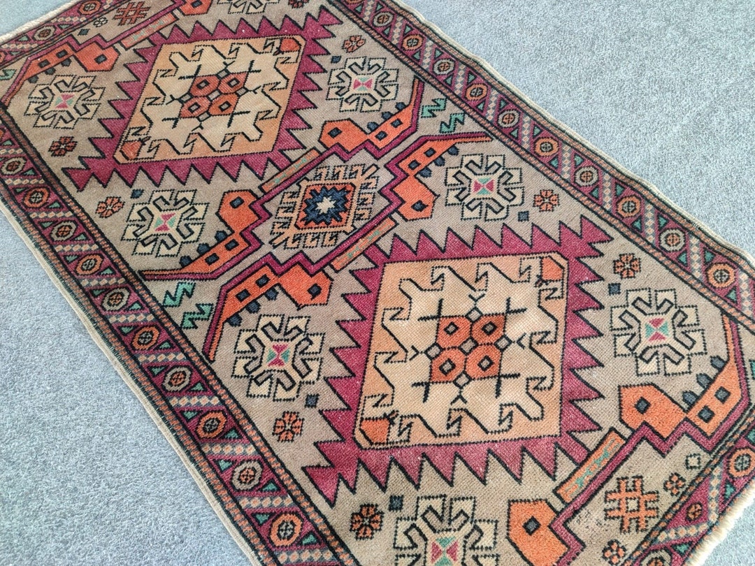 2x4 Rug, Skinny Runner Rug, Small Herki Rug, Red 2x4 Rug Turkish ...