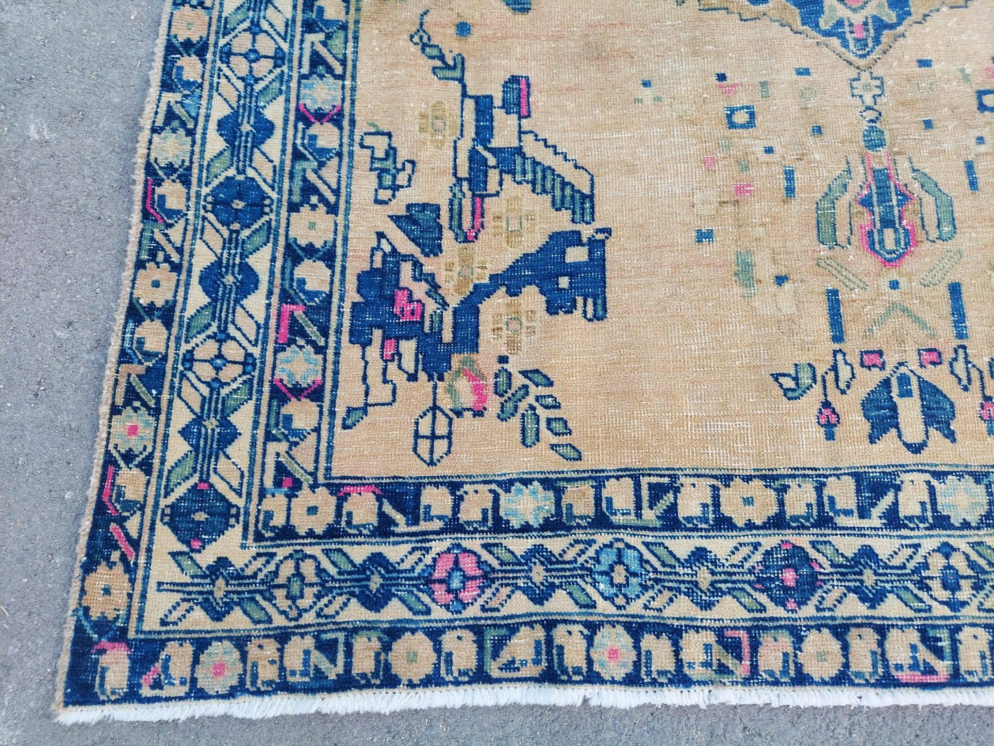 Persian Rug 5x7 Blue Turkish Rug 5x7 Heriz Rug 5x7 Vintage - Etsy