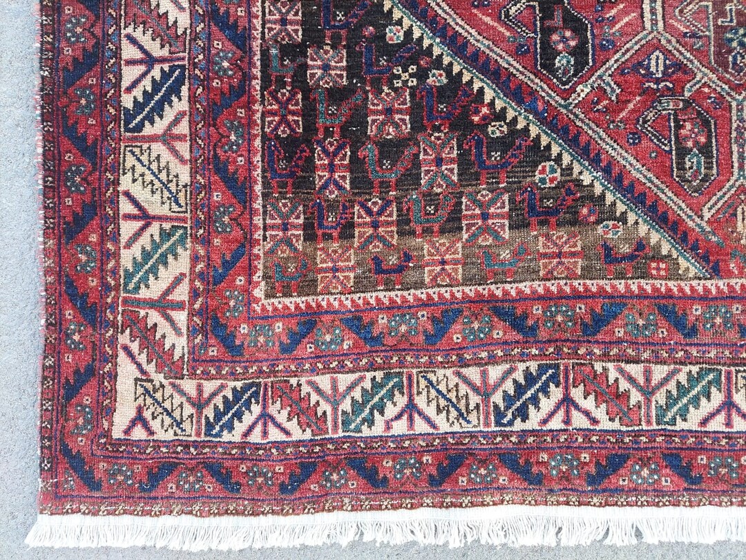 Rug 5x7 Ft , Antique 5x7 Persian Rug Vibrant, Afghan Rug 5x7, Red ...