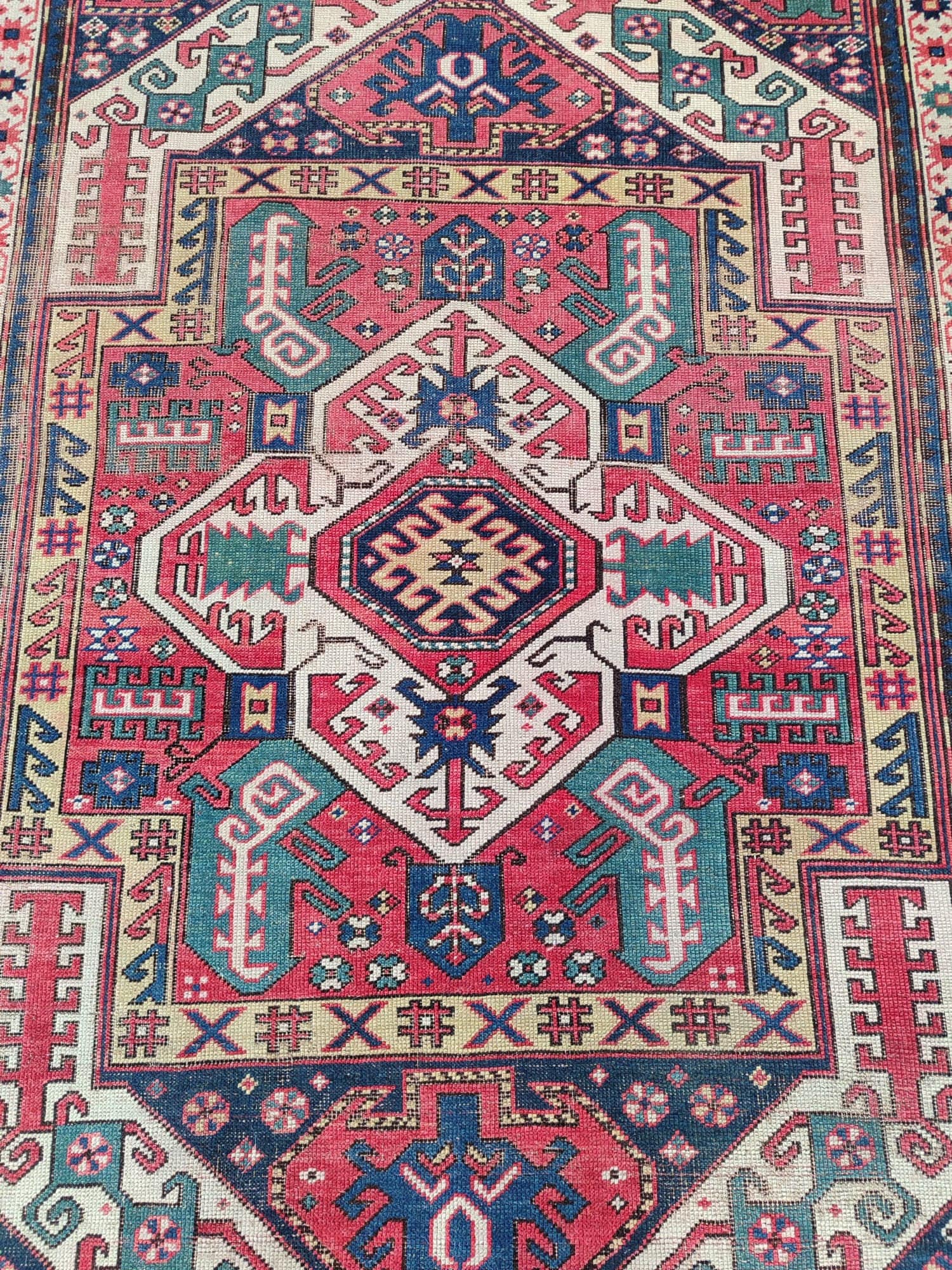 1800's Fabulous Antique Rug 5x7, Kazak Rug Vintage 5x7, Caucasian Rug ...