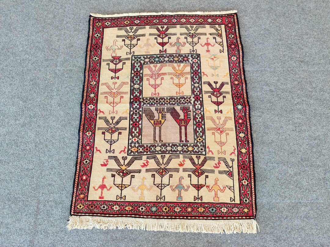 Soumak Rug, Antique Rug 2x3, Turkish Rug 2x3, Caucasian Rug, Vintage ...