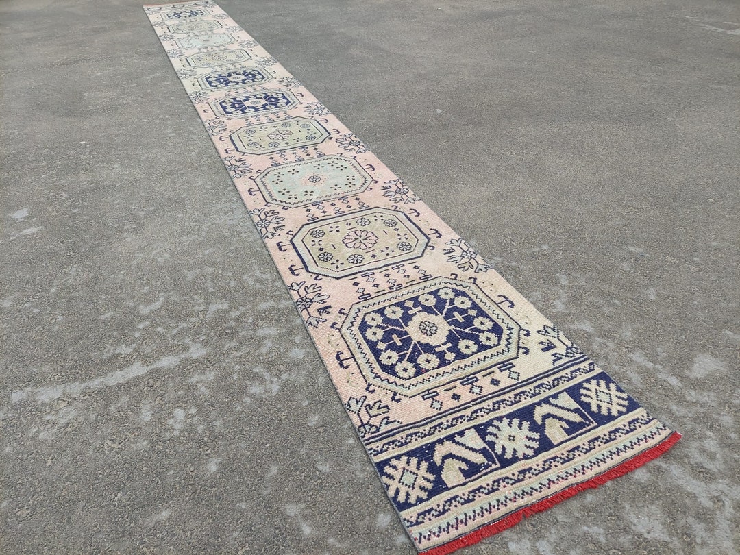 21 Long Turkish Vintage Runner, Very Long Hallway Rug Runner, Extra ...