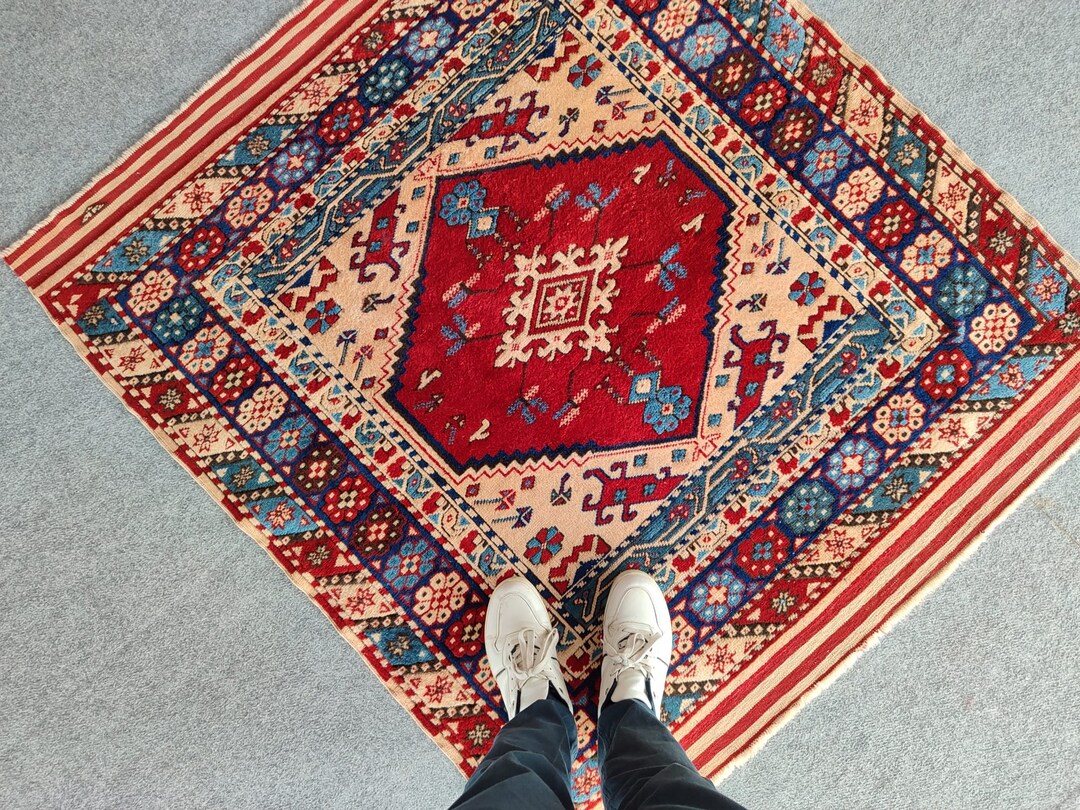 4x5 Rug, Turkish Rug 4x5, Square Rug, Vintage Rug 4x5, Oushak Rug 4x5 ...