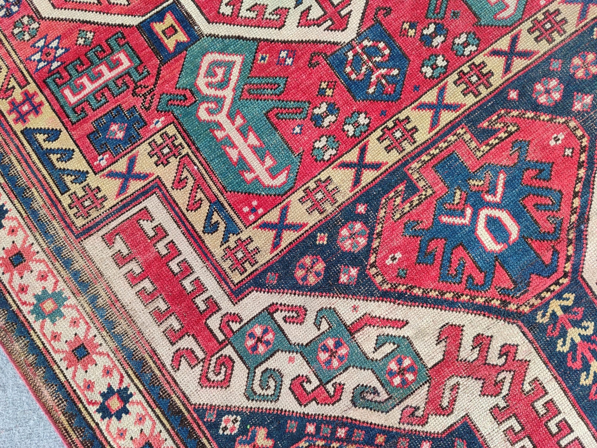 1800's Fabulous Antique Rug 5x7, Kazak Rug Vintage 5x7, Caucasian Rug ...