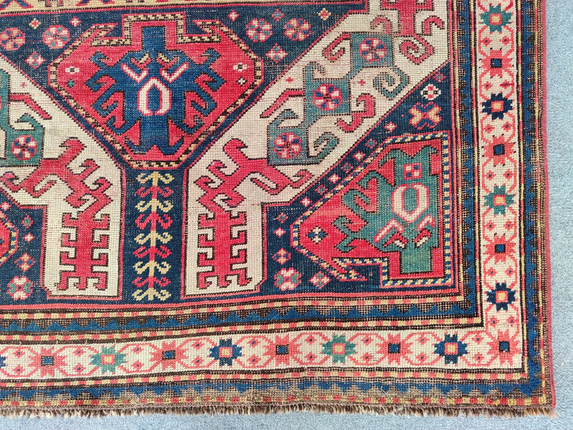 1800's Fabulous Antique Rug 5x7, Kazak Rug Vintage 5x7, Caucasian Rug ...