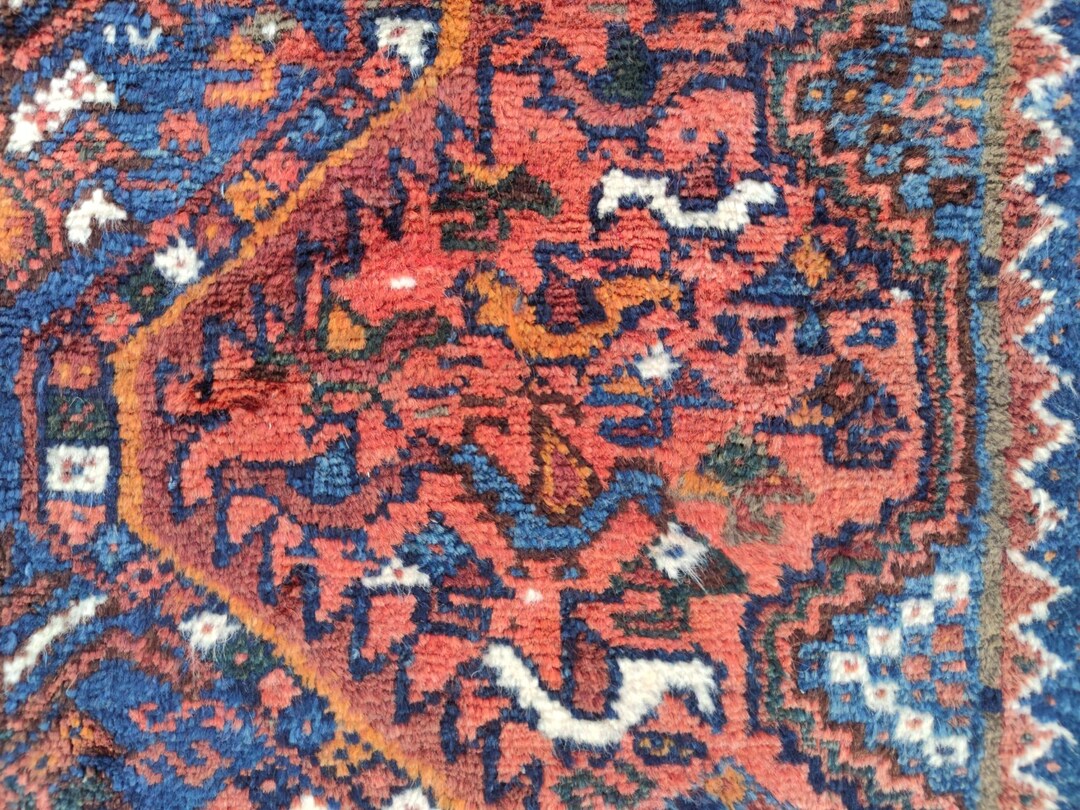 4x5 Antique Rug, Persian Rug 4x5, Shiraz Rug, Old Caucasian Rug, Kazak ...