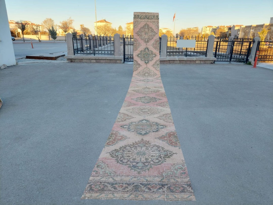 22 Extra Long Runner Neutral Vintage, Stair Rug, Heriz Rug Runner Long ...