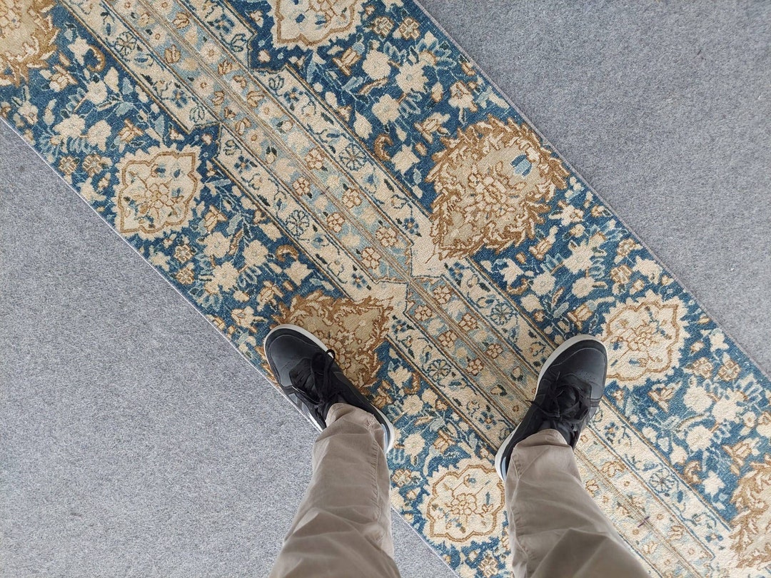 2x9 Runner Blue, Skinny Turkish Runner 2x9, Vintage Runner 2x9, Oushak ...