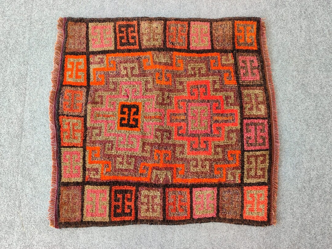 Square Rug Small, Vintage Rug 3x3, Bath Mat Rug 3x3, Turkish 3x3 Oushak ...