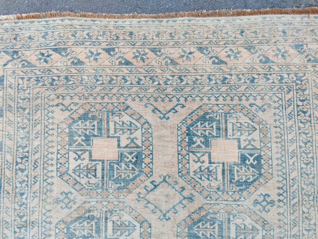 Oushak 5x7 Vintage Rug, 5x7 Turkish Rug Blue, Muted Persian Rug 5x7 ...